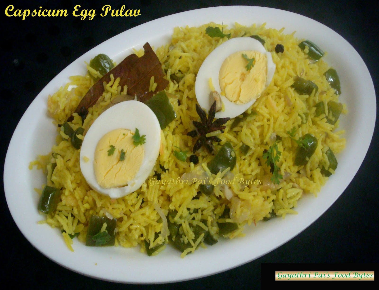Gayathri Pai's Food Bytes: Capsicum ~ Egg Pulav.