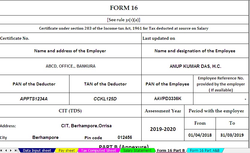 Taxexcel Income Tax Salary Certificate Form 16 For The A Y 2018 19 taxexcel-income-tax-salary-certificate-form-16-for-the-a-y-2018-19