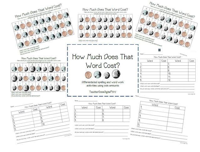 Teacher Gone Digital: How Much Does That Word Cost? Word Work and ...