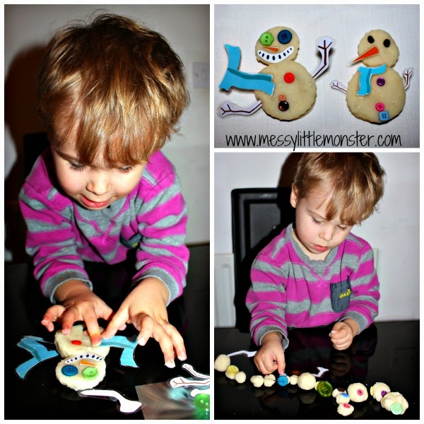 Snowman Playdough - Messy Little Monster
