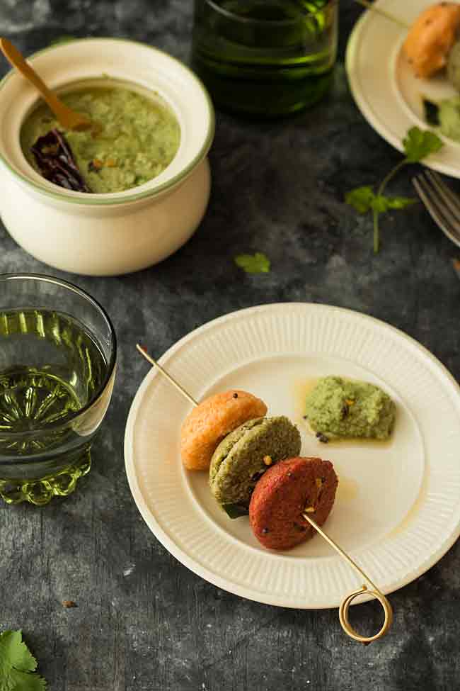carrot, spinach & beet idlis - A Bit Wholesomely