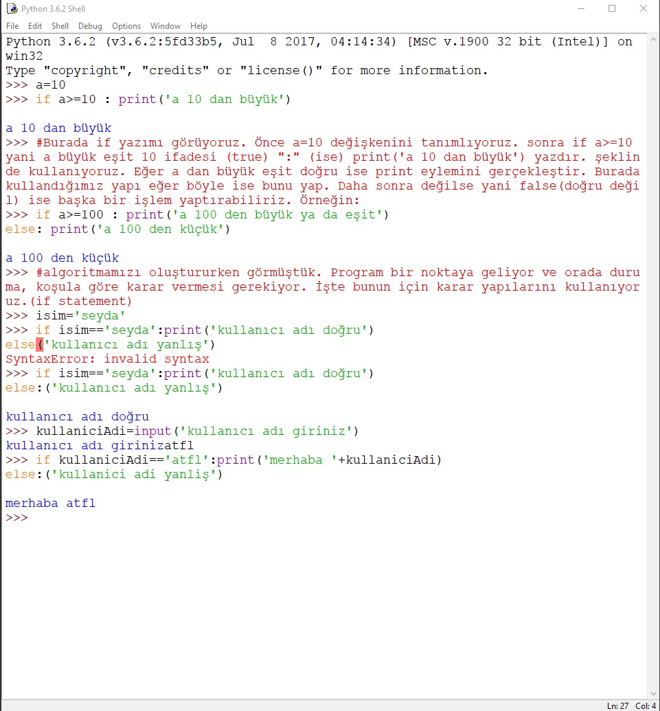 Python : Temel Kavramlar 2