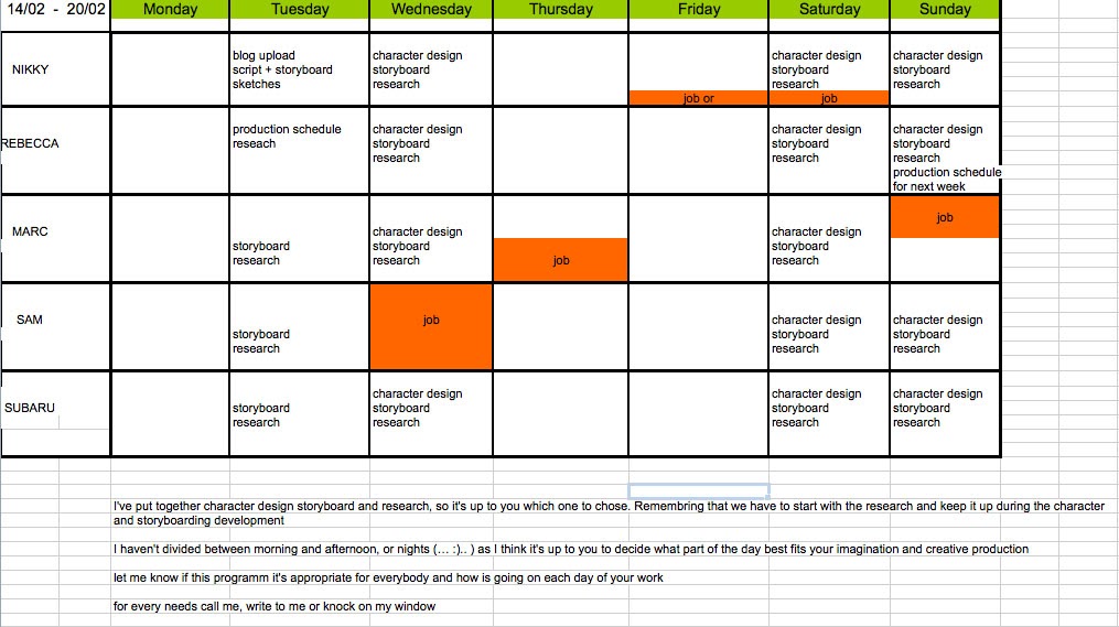 Yellow Balloon 14 Feb Weekly Production Schedule Yellow Balloon 14 Feb Weekly Production Schedule