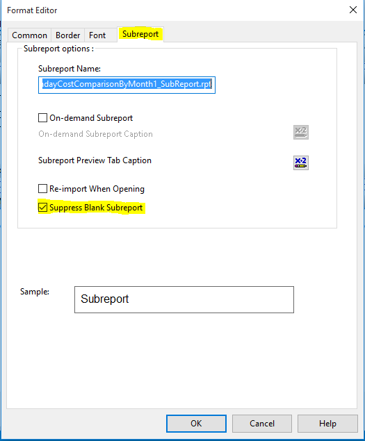 Crystal Reports - Suppress the Section when SubReport is blank