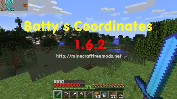 Batty’s Coordinates Mod Minecraft 1.6.2/1.6.1/1.5.2 | Free Minecraft Mods