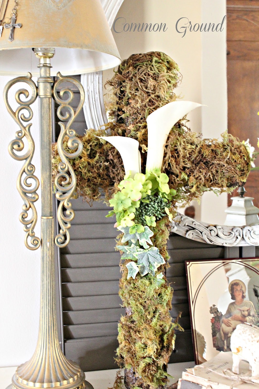 common ground : Moss Covered Cross for Resurrection Day