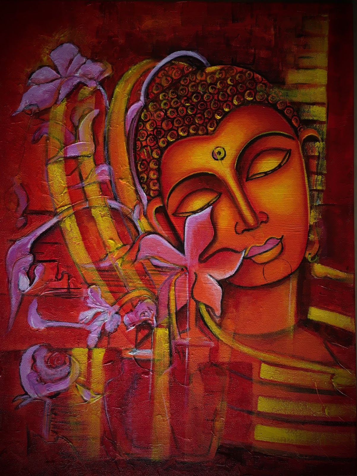 Suchitra Shetty, the Artist: Buddha paintings, acrylic on canvas, May ...