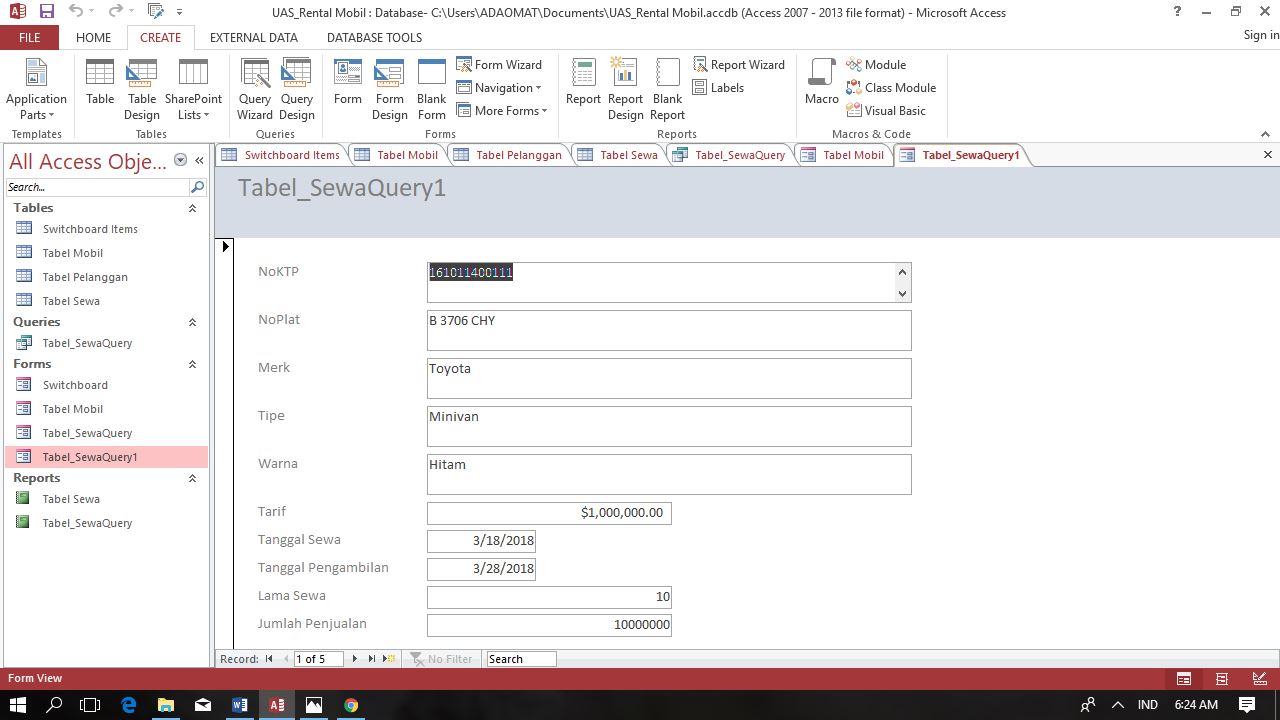 ADAOMAT: Perancangan Database Rental Mobil
