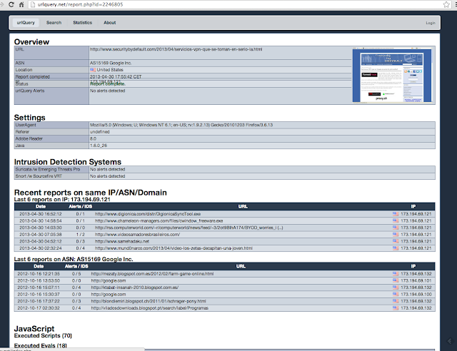 Extensión de Chrome para análisis online de malware con UrlQuery ...