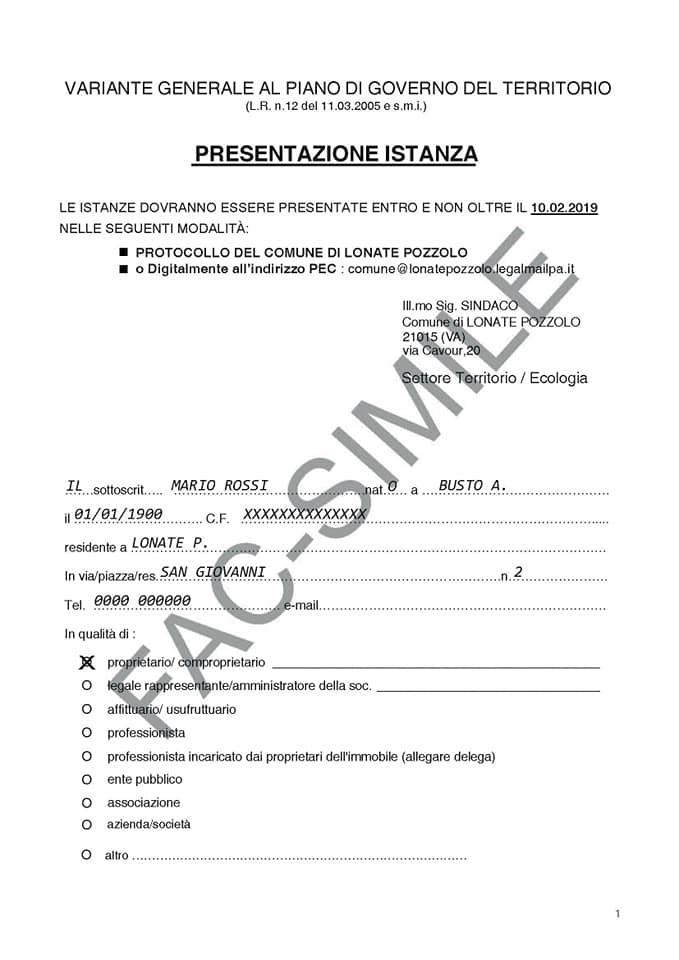 .: Avviso di avvio procedimento di redazione variante al vigente Piano ...