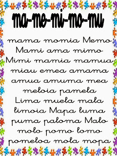 Dominicas Haur Hezkuntza: PALABRAS PARA LEER CON LA LETRA "M"