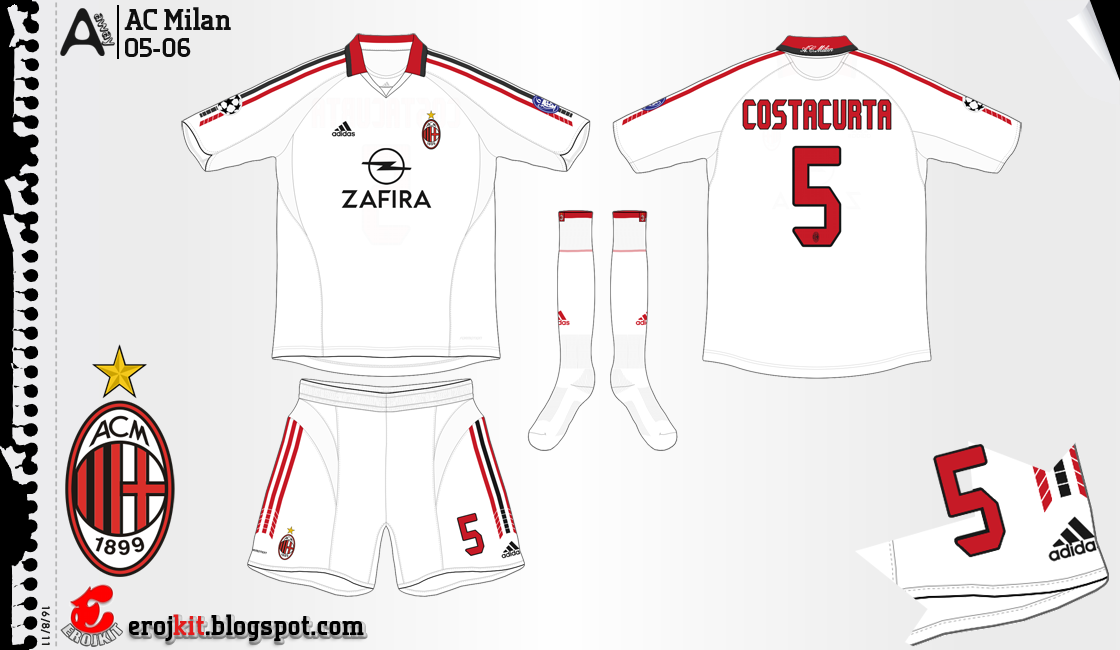 Kit Design, by eroj: 2005-06 AC Milan (Home, Away e Third)