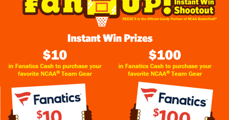 Reese's Fanatics Gift Card Instant Win Giveaway - 4,050 Winners. 3,500 ...