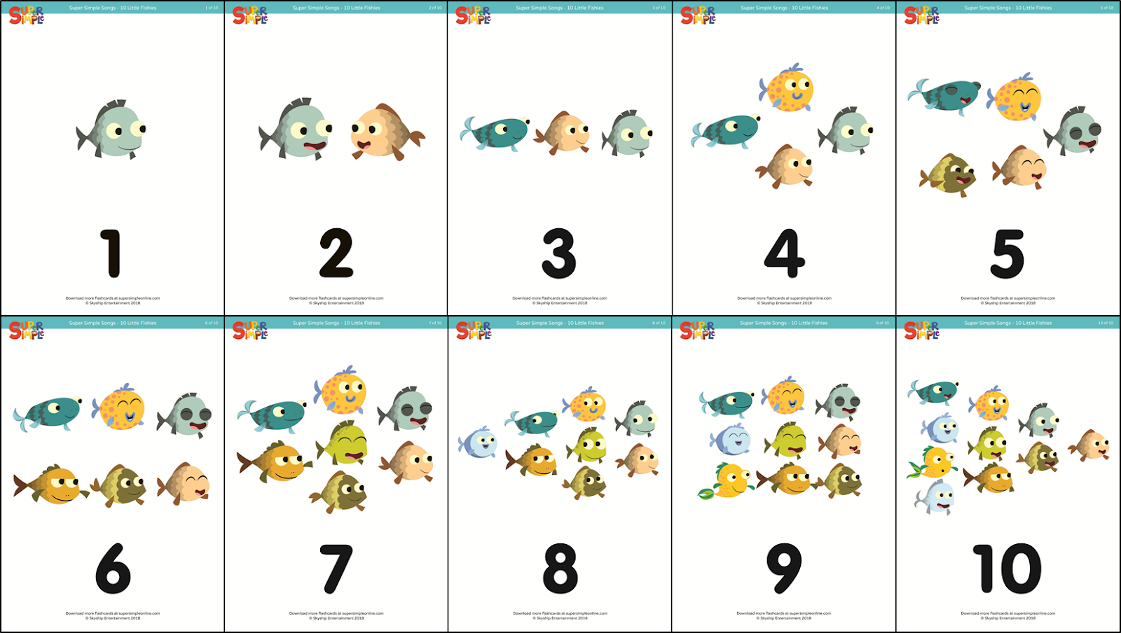 Jugando con las mates: Repasando los números... ¿Cuántos peces hay?