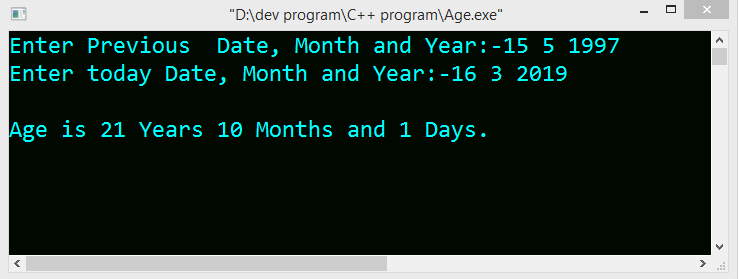 Program in C++ to Calculate Age
