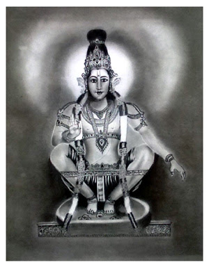 99 CHARCOAL DRAWINGS: Ayyappa Swamy
