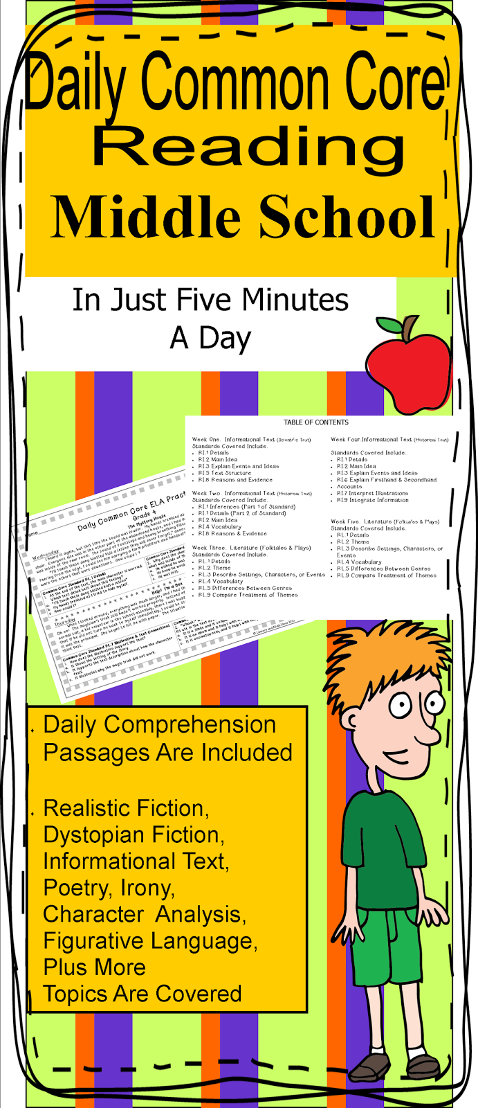 Literacy & Math Ideas: Grade 7 Middle School Common Core Reading Resources