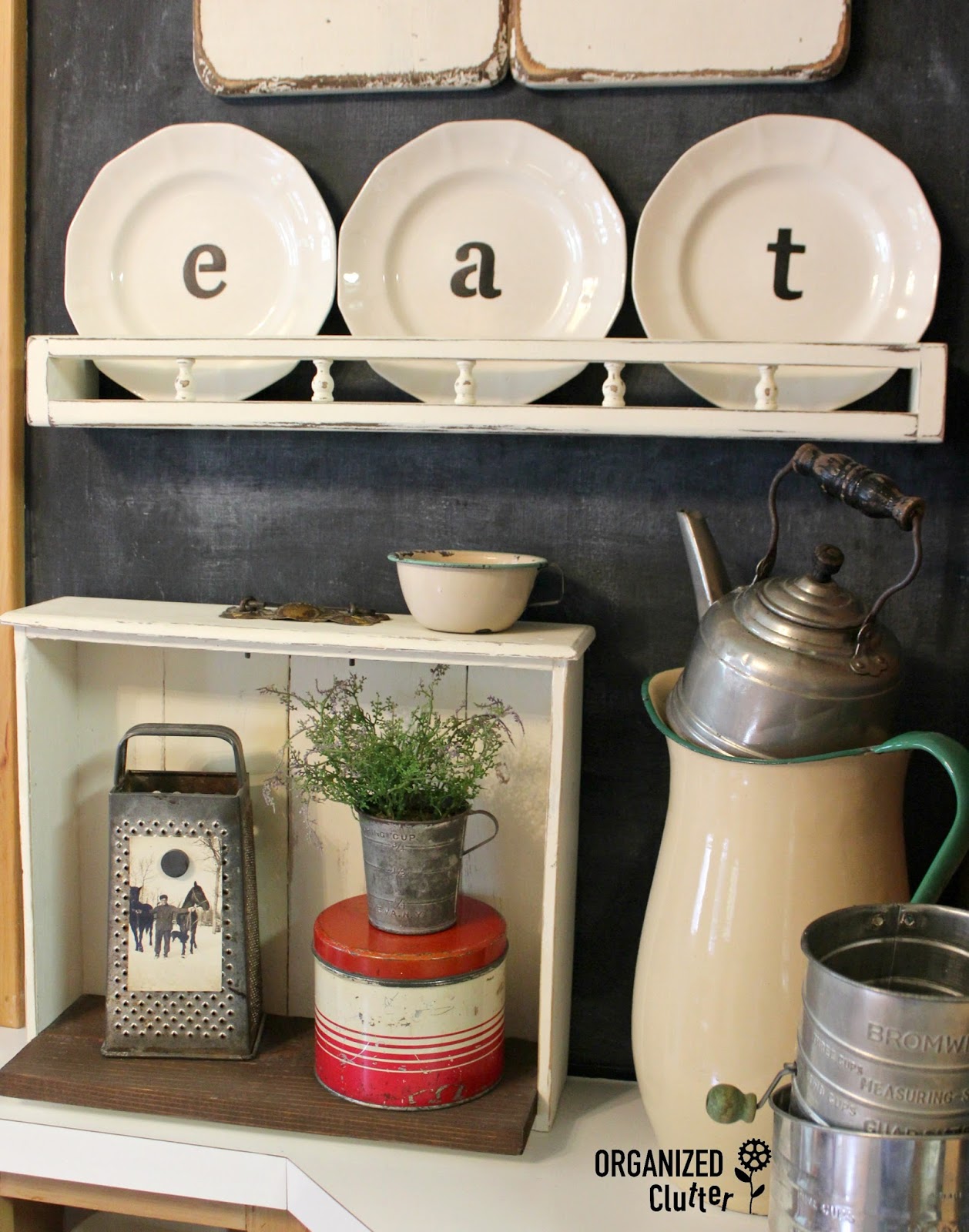 Farmhouse Kitchen Plate Rack Makeover - Organized Clutter
