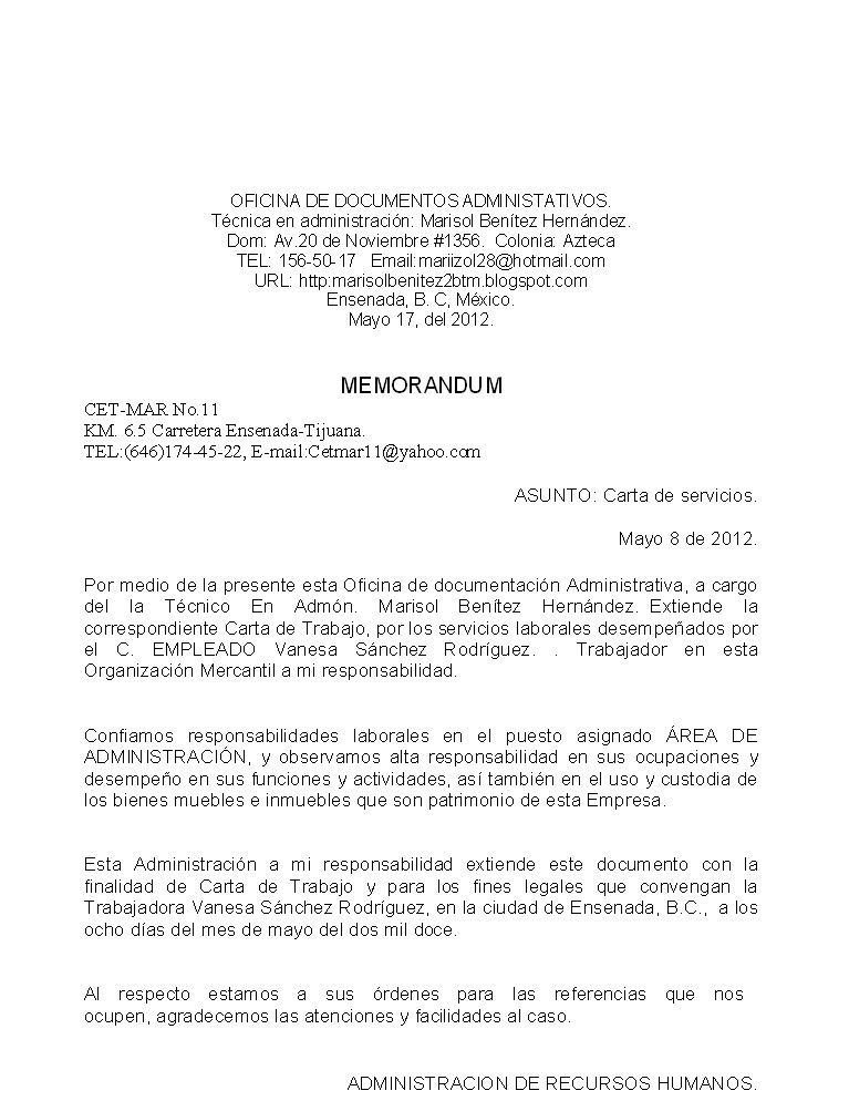 Administracion 2ºB: ESTRUCTURA DEL MEMORANDUM.