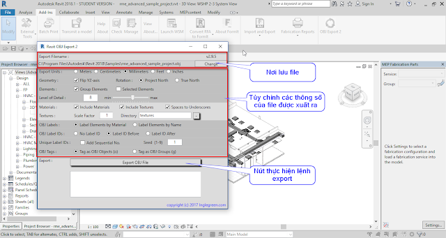 Xuất định dạng file OBJ cho Revit - Tự học Revit MEP