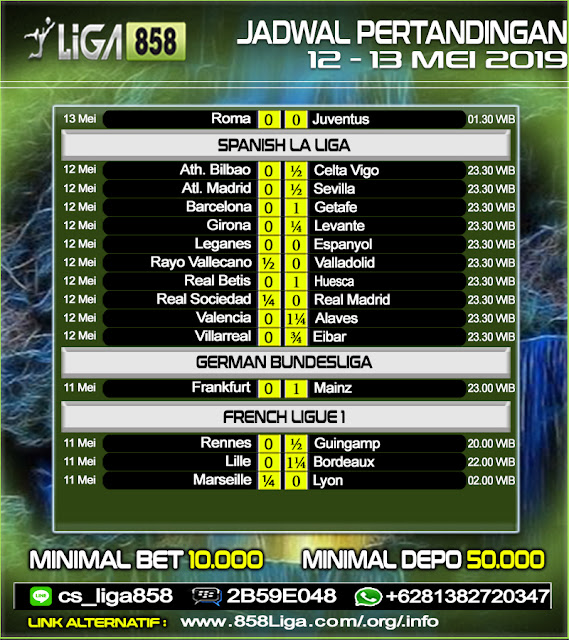 Jadwal Pertandingan Sepak Bola Tanggal 12 - 13 Mei 2019 | PREDIKSI SKOR ...