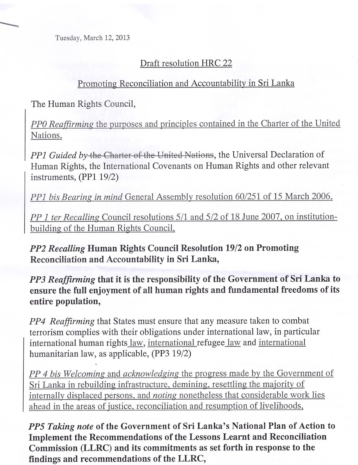 SRI LANKA BRIEF: UNHRC: Sri Lanka Resolution finalised ( 3rd draft ...