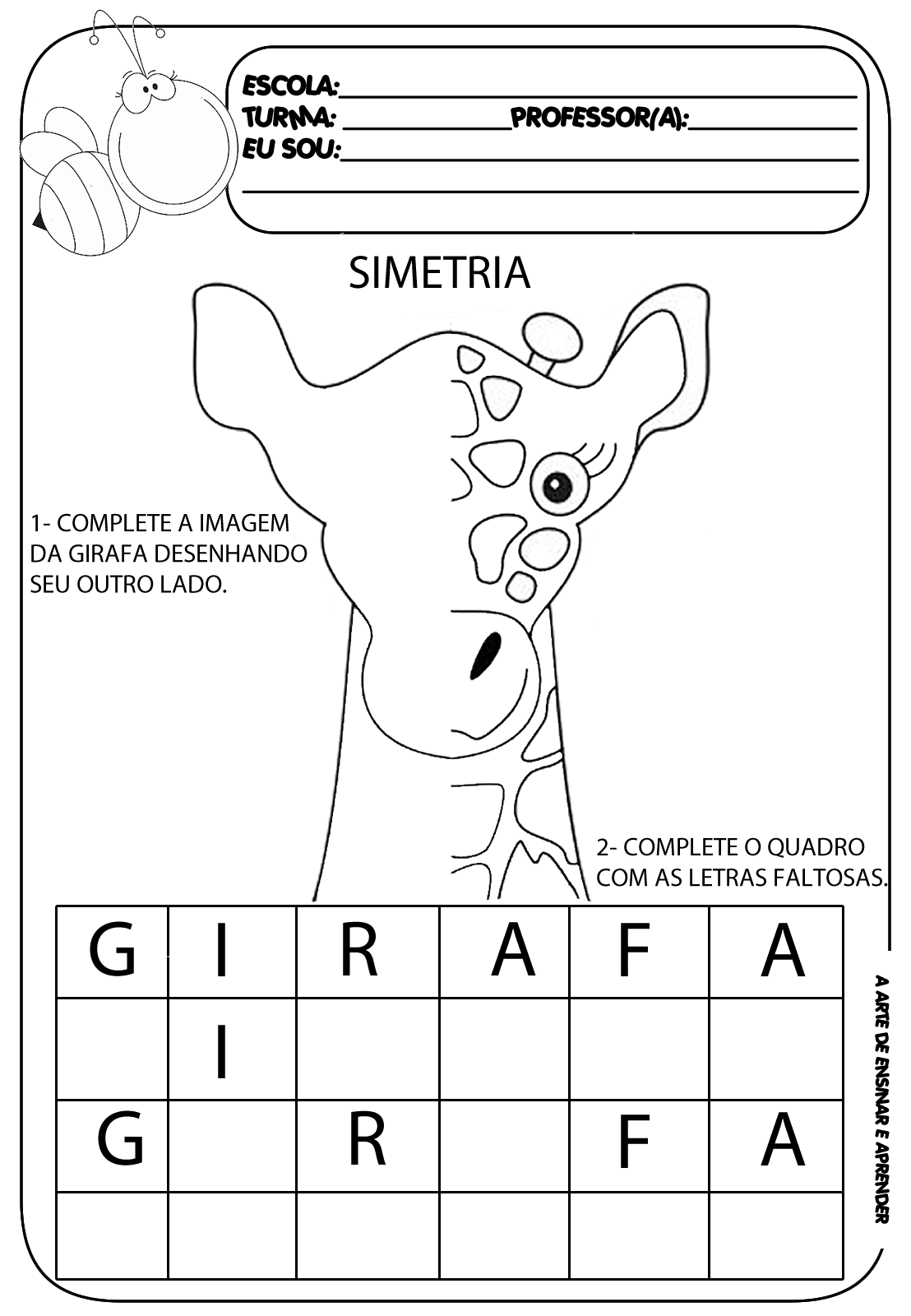 Atividade Simetria Educação Infantil - ZULEDU