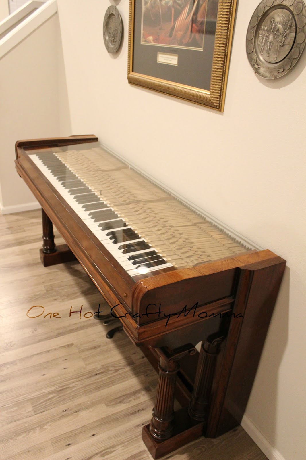 One Hot Crafty-Momma: Antique Piano Repurposing, Part 2....Hall Table