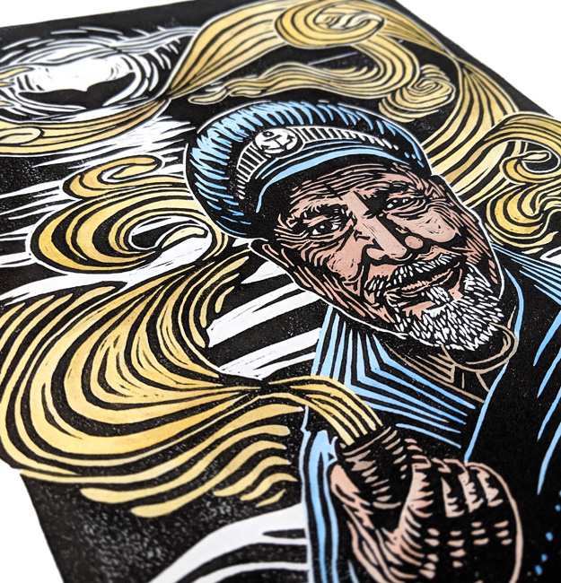 Nessy Designs: "The Sea Captain" Linocut Print