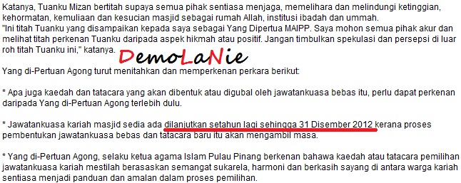 Malaysia Sejahtera: MAIPP : Pilihan Raya Masjid Tangguh, Bukan Batal