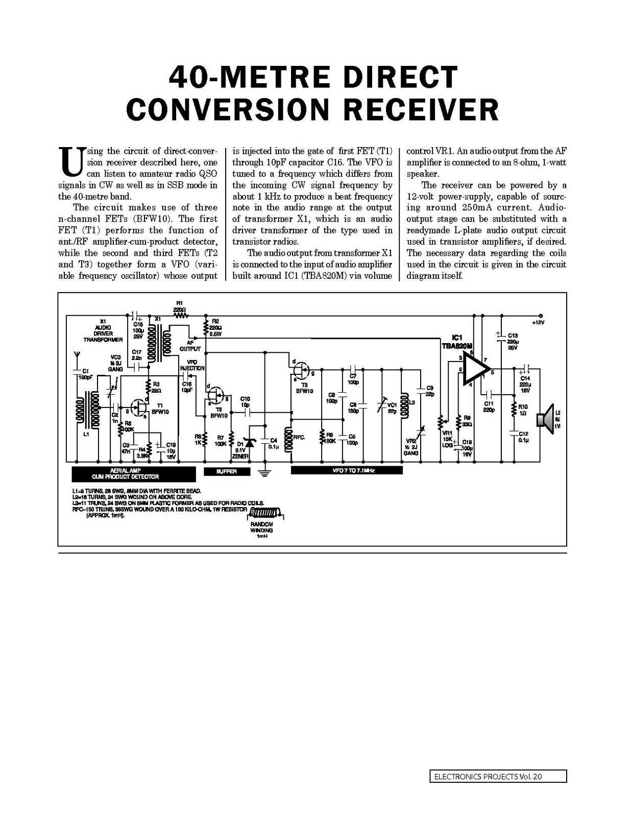 40-Meter Direct Conversion Receiver ~ Electronics Circuits For You