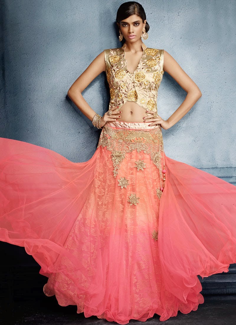 Bollywood Actress Saree Collections: Anarkali Style Lehenga Choli