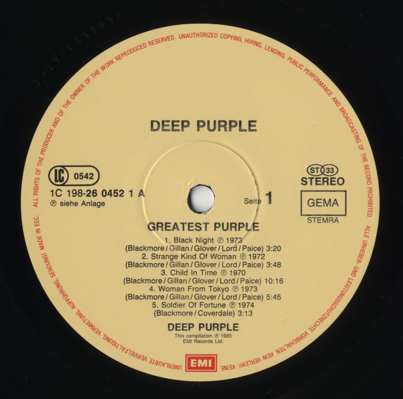 Deep Purple 1985 Greatest Purple