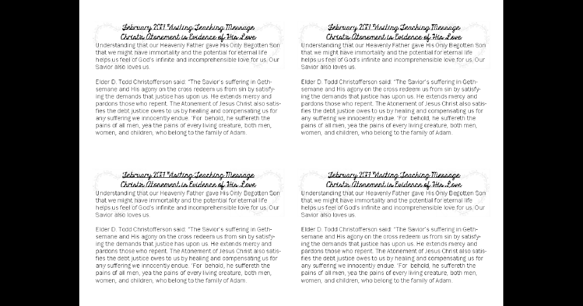 Our Simply Beautiful Life: February 2017 Visiting Teaching Message