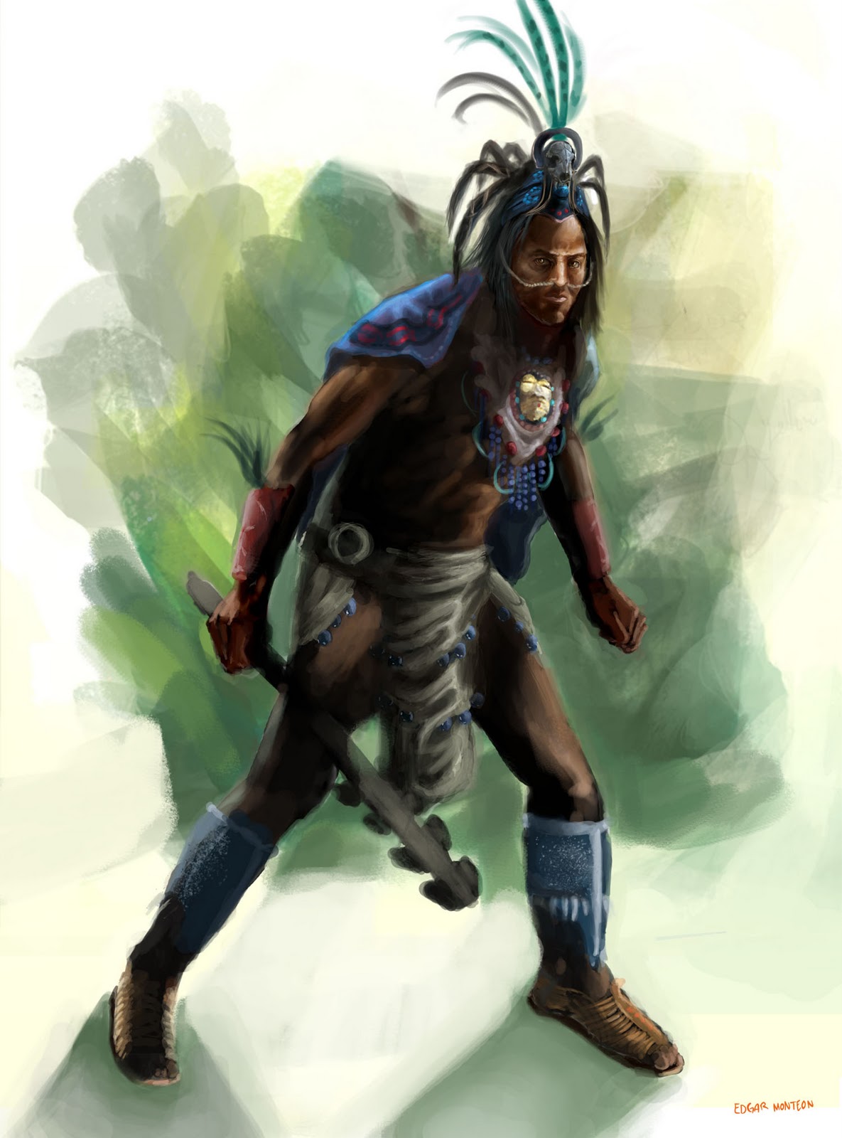 Warriors in art: Aztec warrior 2 by Edgardo Monteon