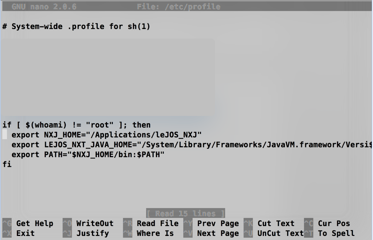 Minimalist Soft: LEJOS NXT MAC