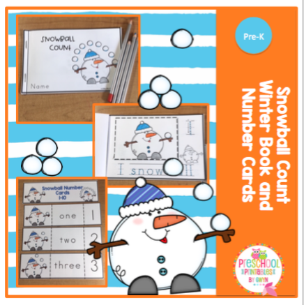 Snowball Count Winter Book and Number Cards ~ Preschool Printables