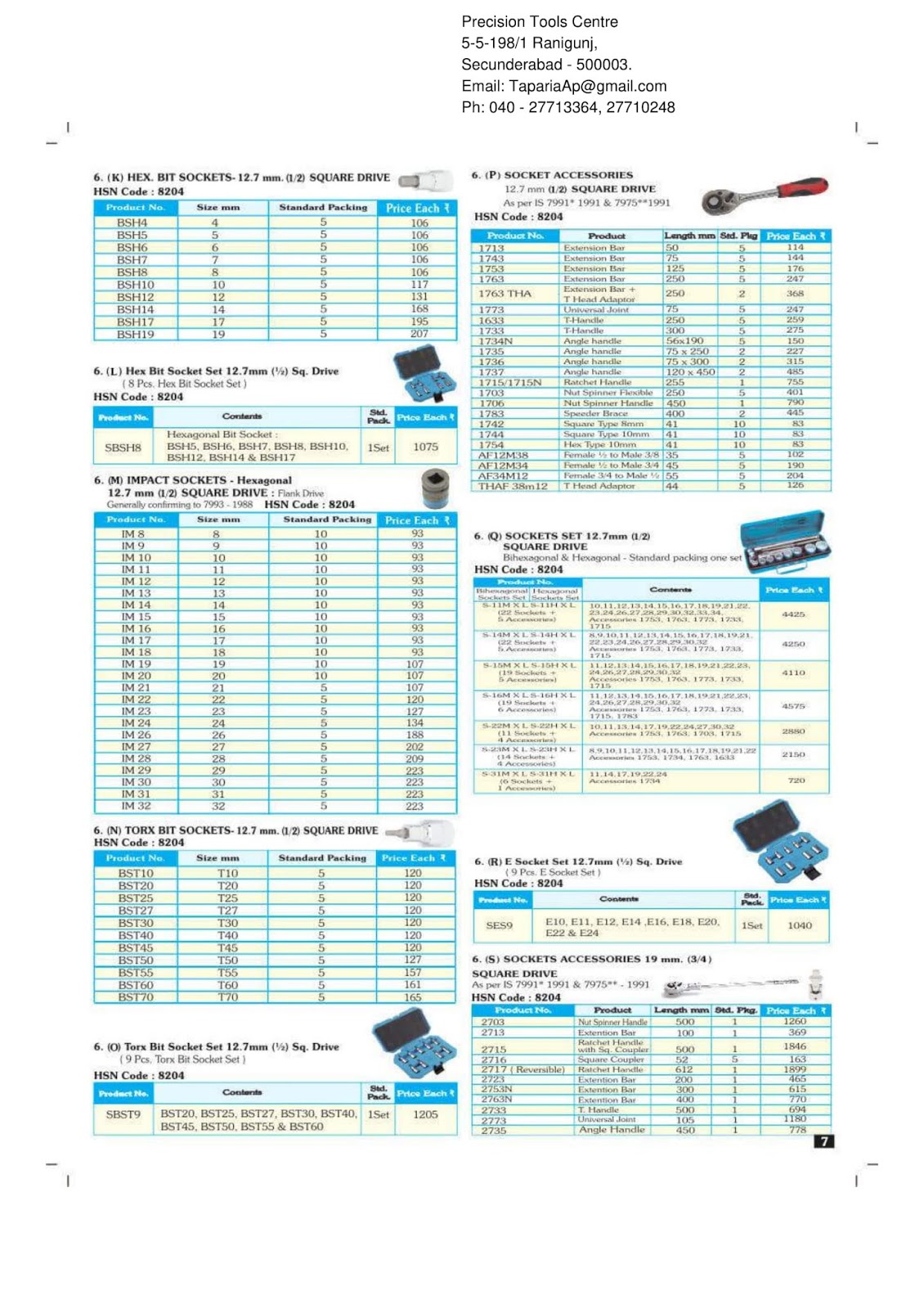 Taparia Tools Price List Catalogue