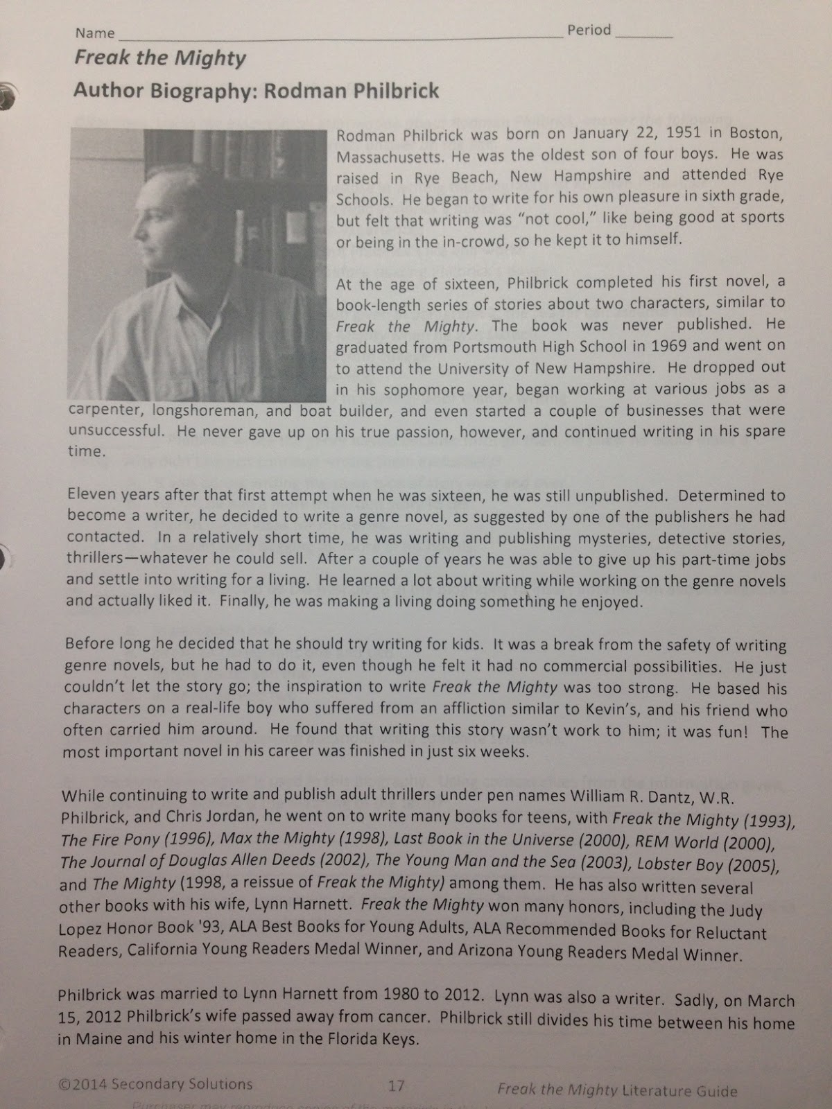 Mr. Trumble’s Blog: Day 9: 9/16/16 - Unit 1: Ch 5 Freak the Mighty ...