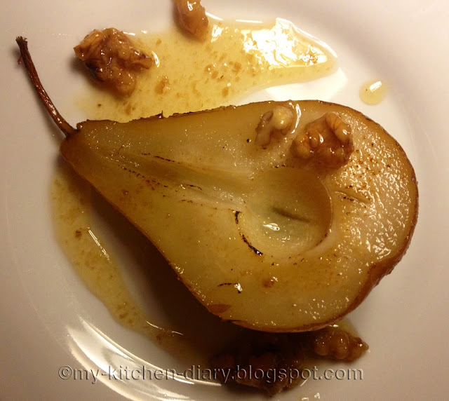 My Kitchen Diary: Roasted Bosc Pears and Caramelized Rum Walnuts