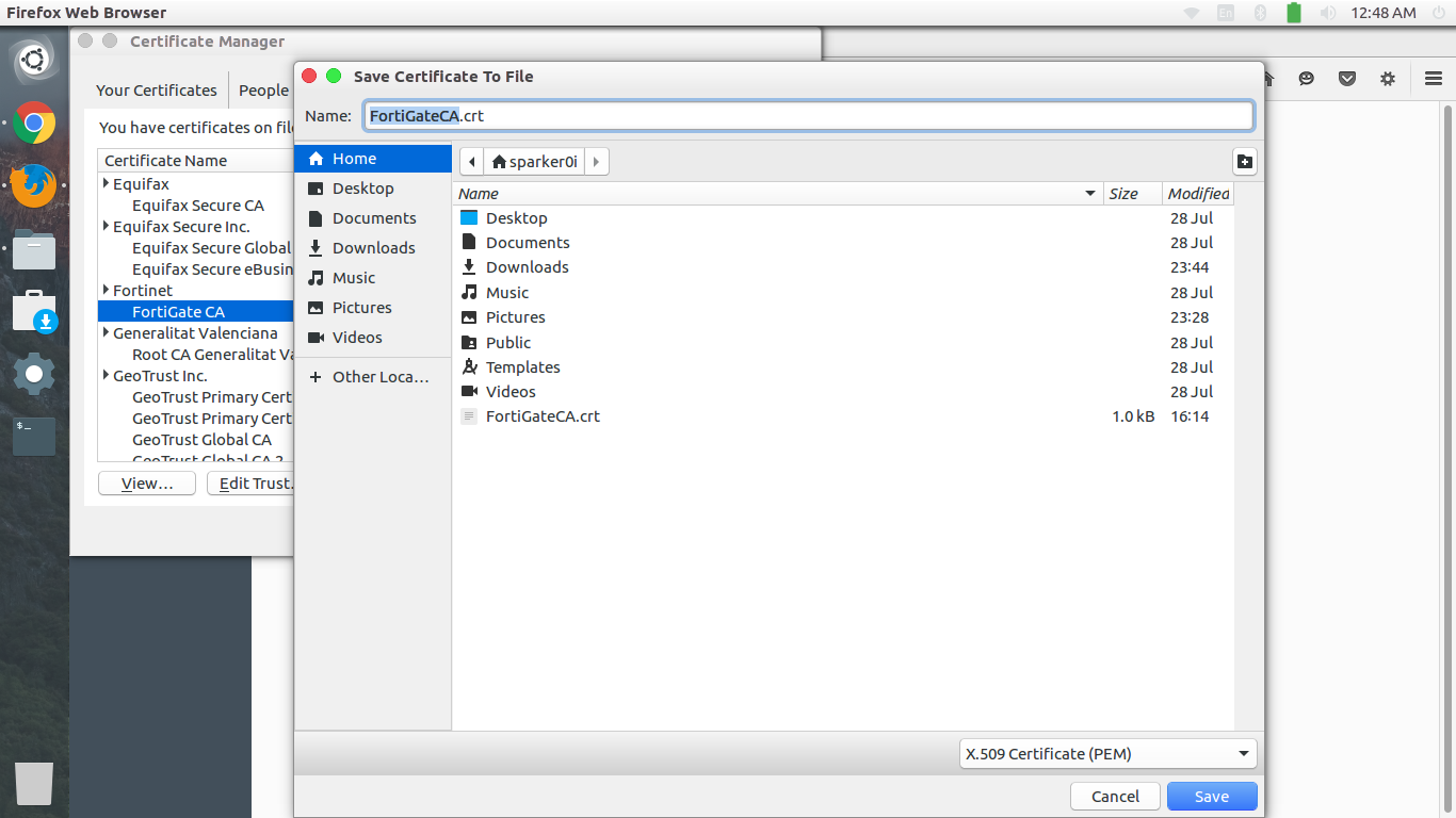 How to import .cer certificate files in Google Chrome on Linux - Sparker0i