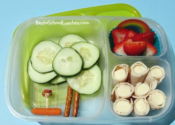 Bento School Lunches : Tree Swing and String Cheese Turkey Roll-Ups Bento