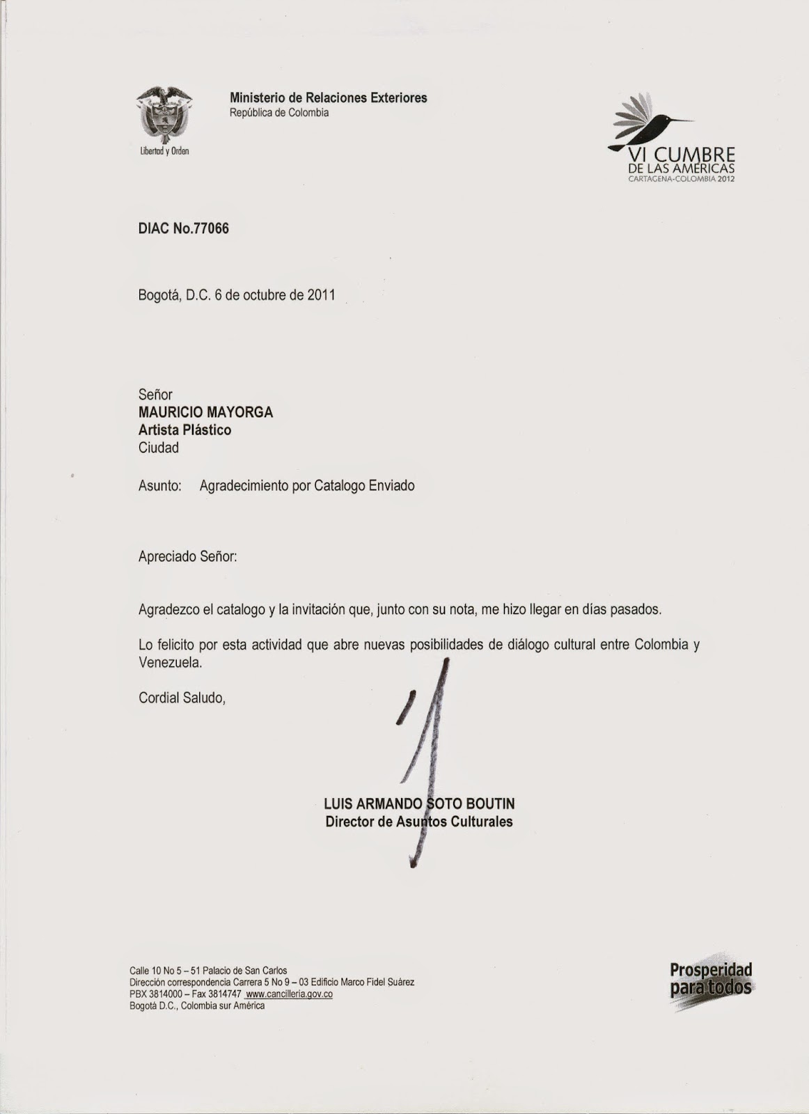 Correspondencia diplomatica e importantes