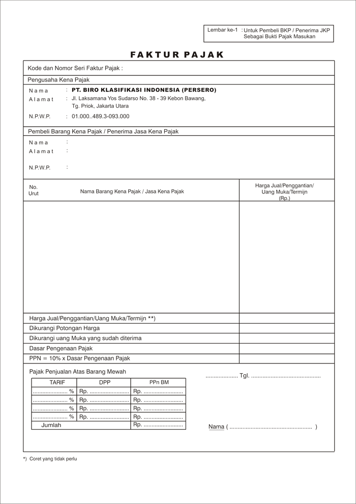 Contoh Faktur Penjualan Dan Faktur Pajak