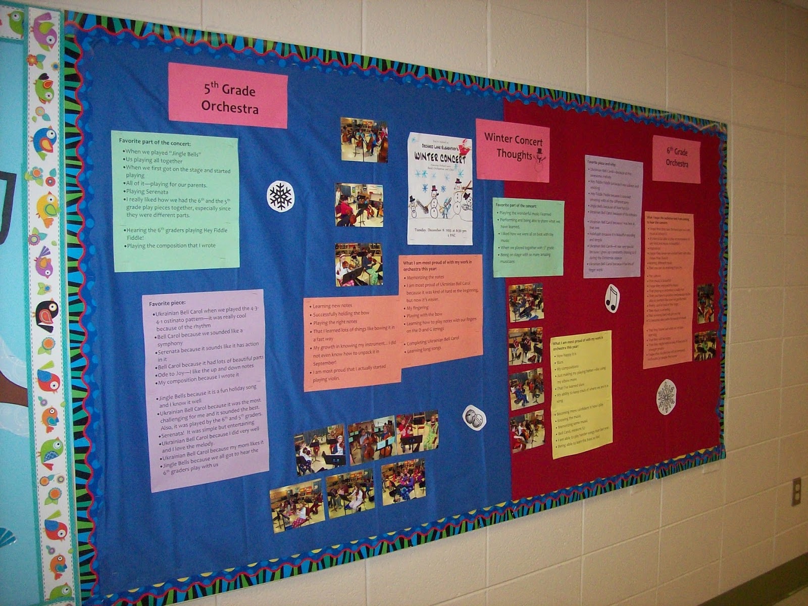 Teaching Elementary Orchestra : Concert Reflection Bulletin Board
