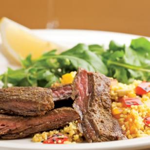 Moroccan Skirt Steak with Roasted Pepper Couscous Recipe | Arabic Food ...
