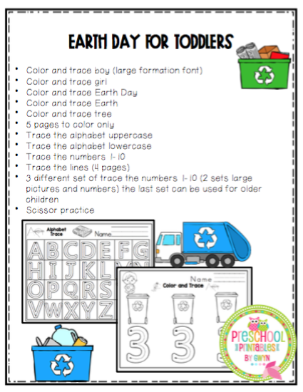 Earth Day for Toddlers "No Prep" ~ Preschool Printables