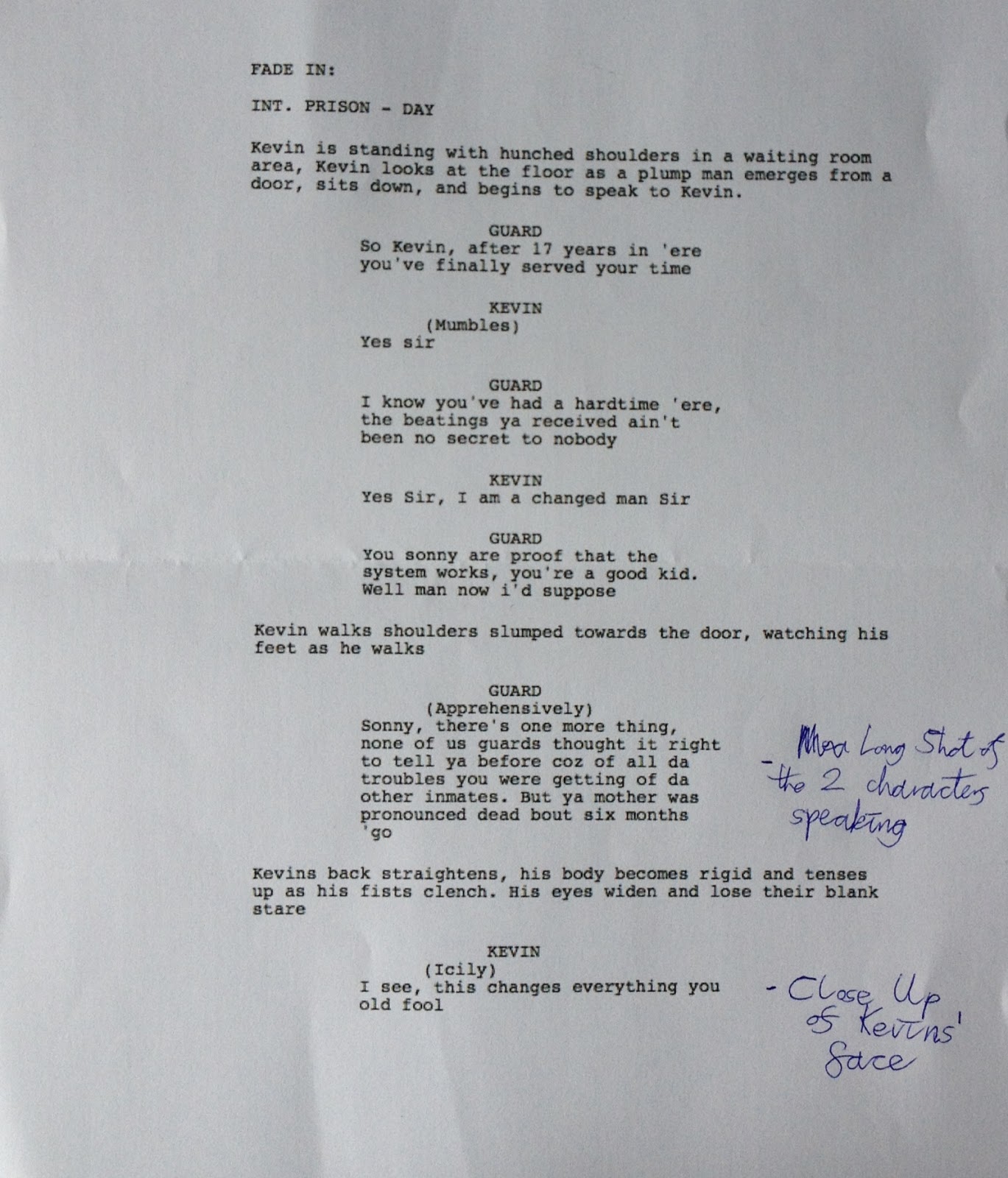 Martin Stewart Film Studies Coursework: Final Draft of Script with Shot ...