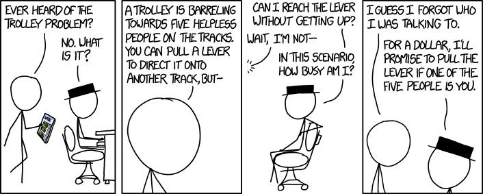 XKCD Isn't Funny: XKCD Isn't Funny - #1455 - TROLLEY PROBLEM