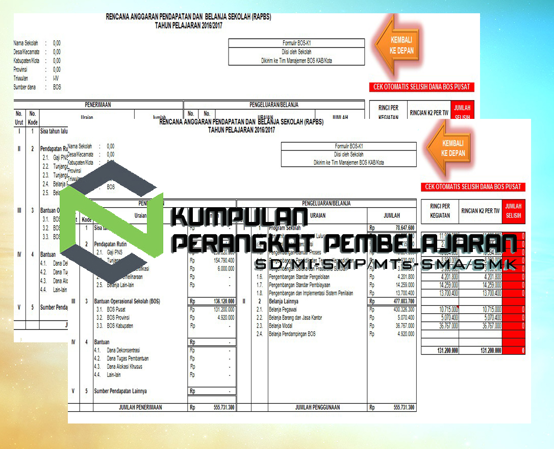 Aplikasi RAPBS Excel Otomatis Gratis Untuk SD SMP SMA SMK Tahun 2017 ...